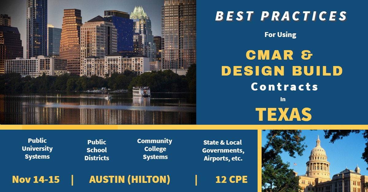 Best Practices CMAR & Design Build Contracts in Texas – Austin (11/2019 ...