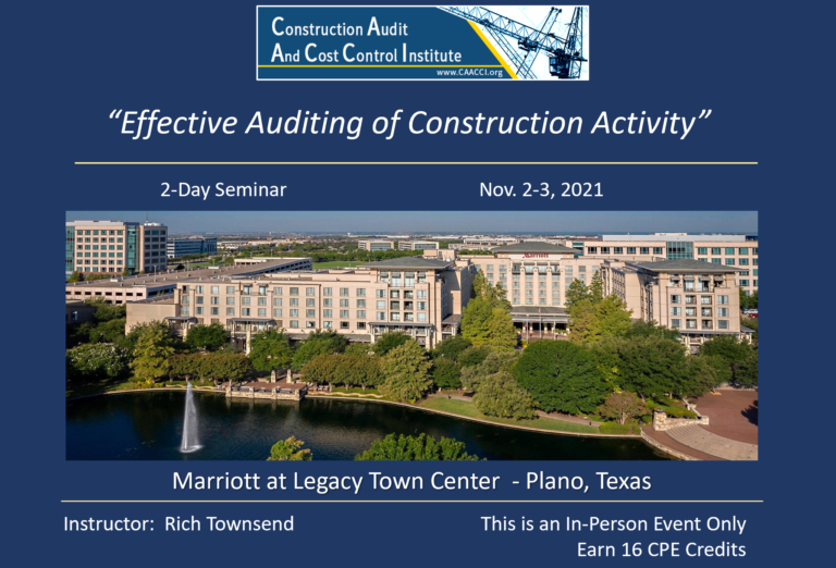 Construction Audit Seminar – Dallas (11/2021) - The Construction Audit ...